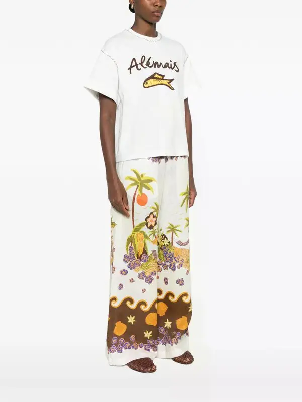 ALEMAIS Logo-embroidered Cuffed T-shirt