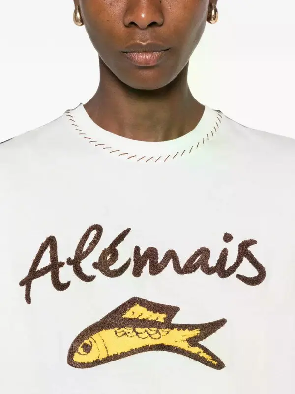 ALEMAIS Logo-embroidered Cuffed T-shirt