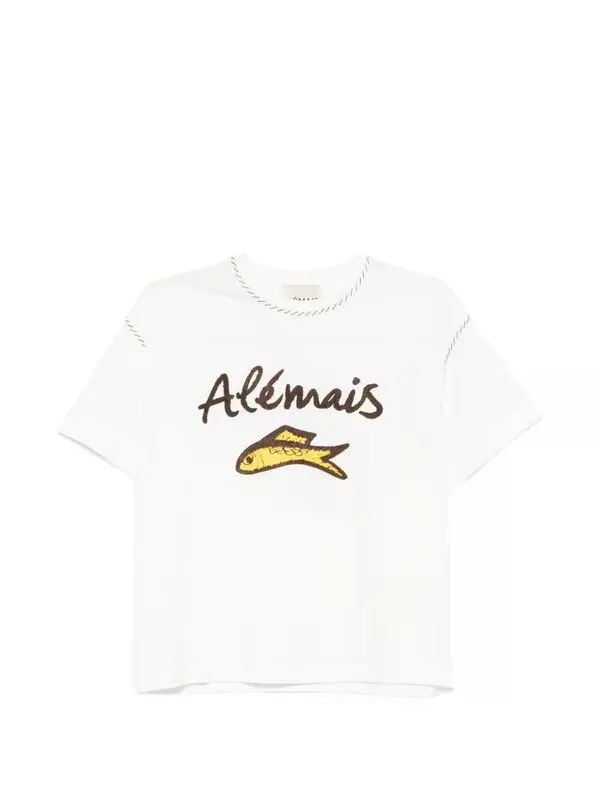 ALEMAIS Alémais Logo Embroidered Cuffed T-shirt - White
