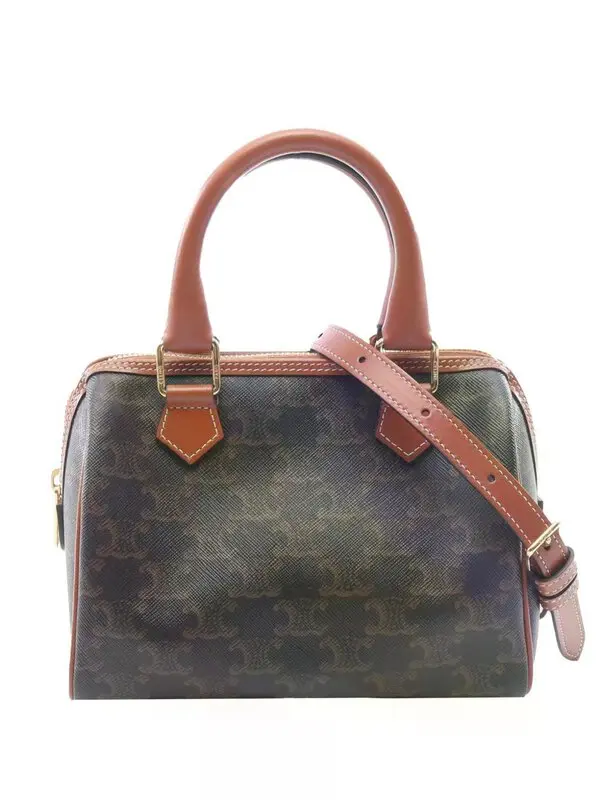 Celine 2015-2026 Small Triomphe Coated Canvas Boston Bag Satchel