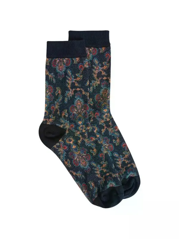 Momoni Nanami Printed Socks - Blue