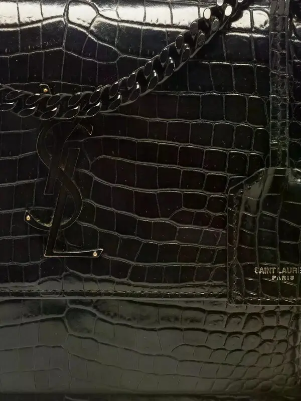 Saint Laurent Medium Sunset Crocodile-embossed Shoulder Bag