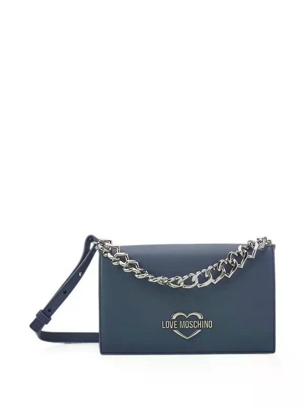 Moschino Logo-plaque Heart-chain Crossbody Bag - Blue