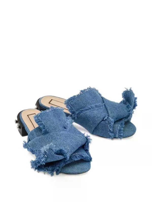 N°21 Knot-detail Denim Flat Sandals