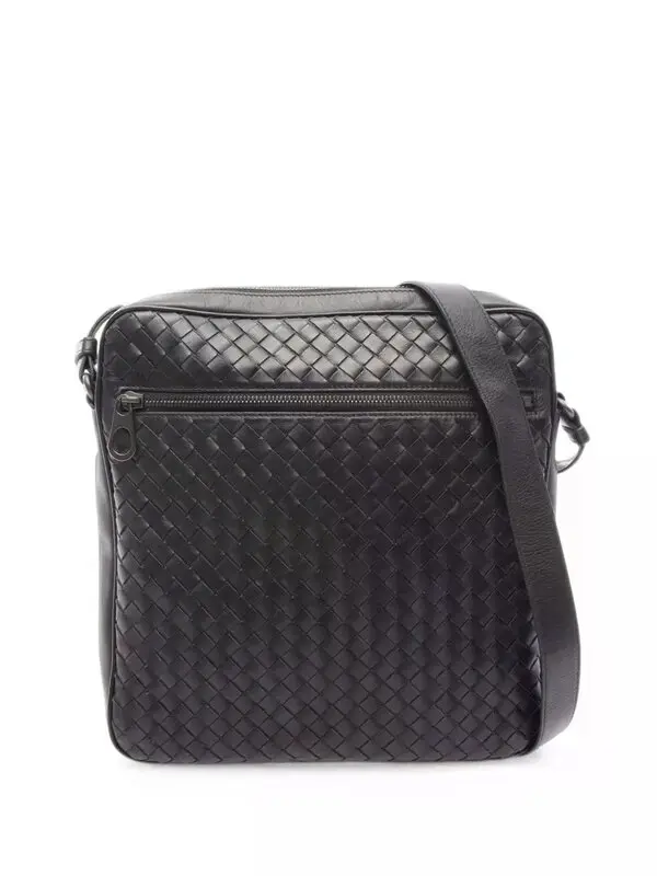 Bottega Veneta 2010s Intrecciato Messenger Bag - Black