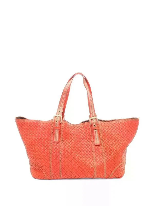 Bottega Veneta 2000s Intrecciato Leather Tote Bag - Orange