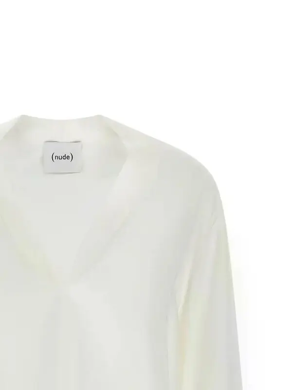 NUDE Asymmetrical-hem V-neck Blouse