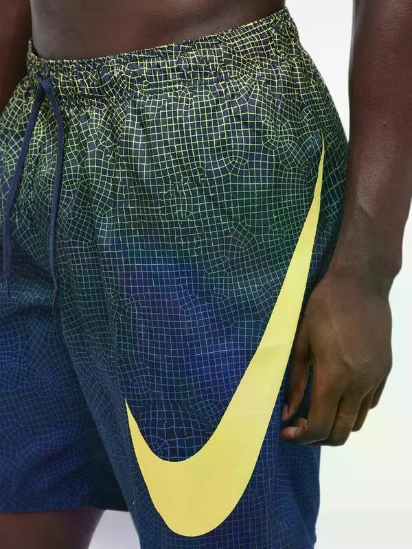 Nike Logo-print Grid-pattern Swim Trunks