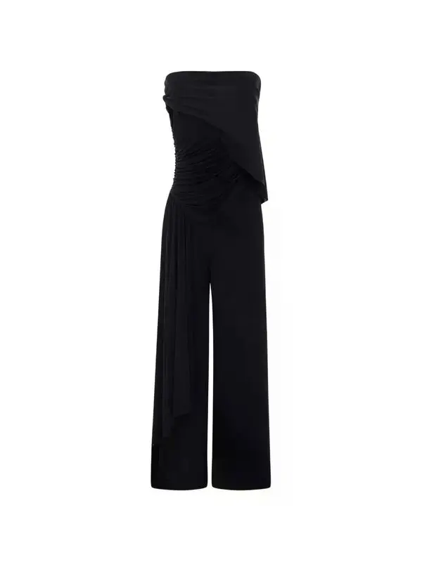 LANVIN Draped Crepe Jersey Jumpsuit - Black