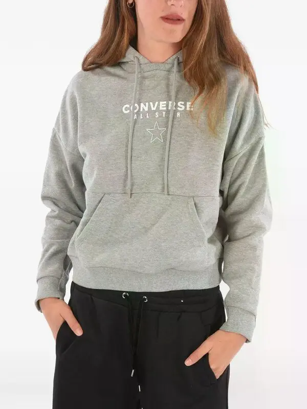 CONVERSE Logo-print Drawstring Hoodie - Grey