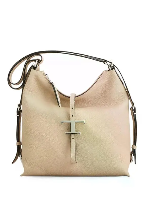 TOD'S T Timeless Shoulder Bag In Leather Small - Neutrals