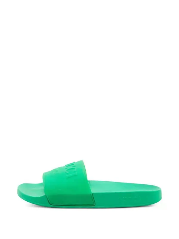 Gucci Logo-embossed Slides - Green