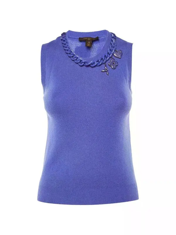 LOUIS VUITTON Chain-detail Sleeveless Sweater - Blue