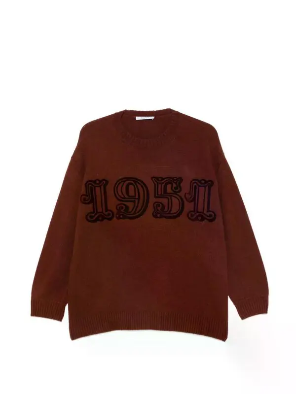 Max Mara Logo-appliqué Crew-neck Sweater - Red