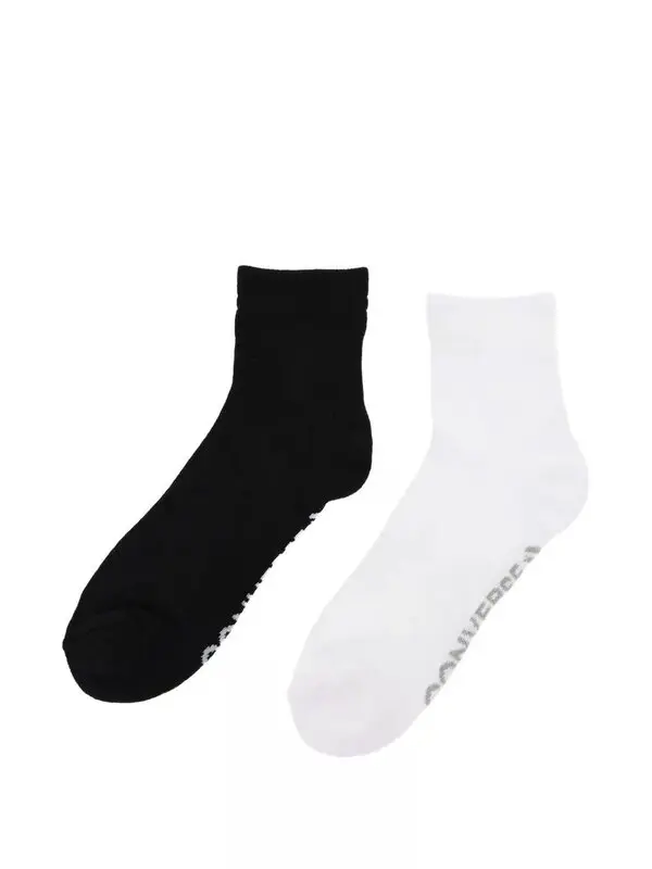 CONVERSE Logo-print Quarter-length Socks - Black
