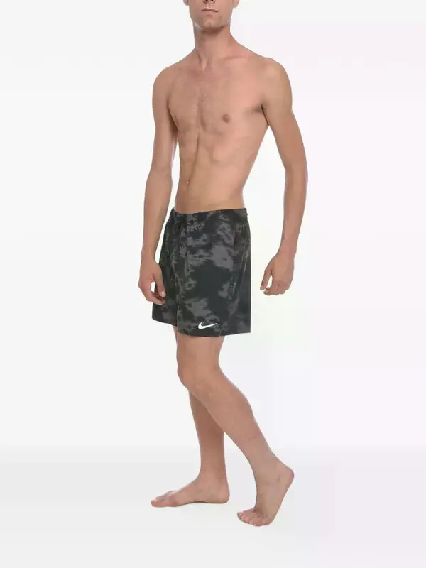 Nike Acid-wash Logo-print Swim Shorts - Black