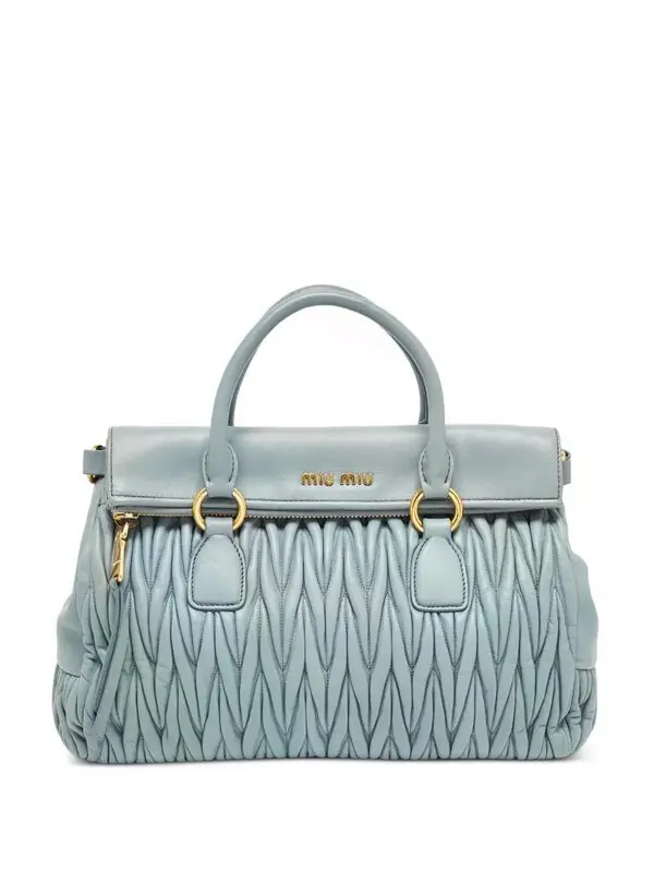 Miu Miu Matelassé Leather Tote Bag - Blue