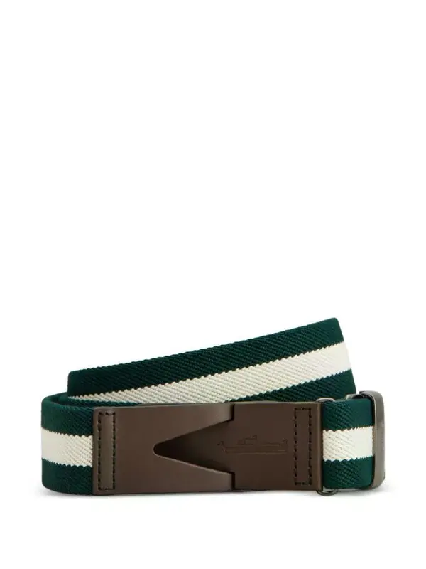 TOD'S Greca Belt In Canvas And Leather - Green