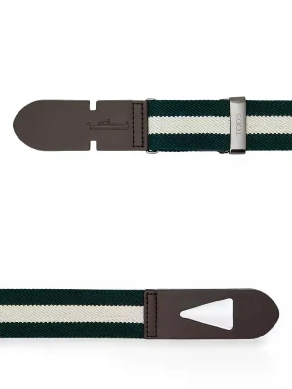 TOD'S Greca Belt In Canvas And Leather
