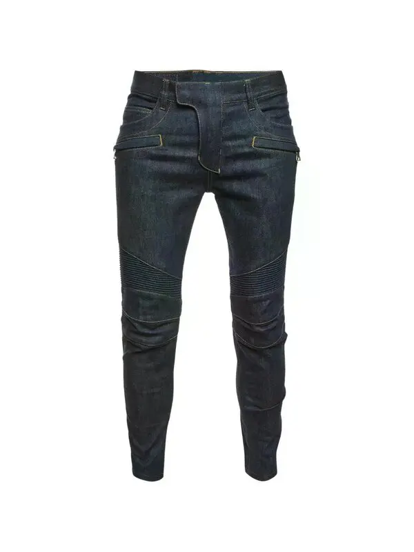 Balmain Ribbed-panel Biker Jeans