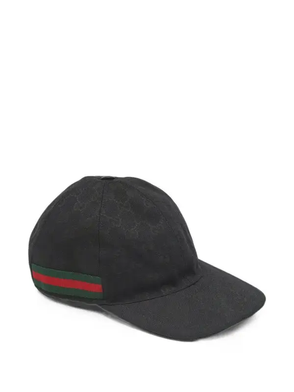 Gucci Monogram Web Stripe Baseball Cap - Black
