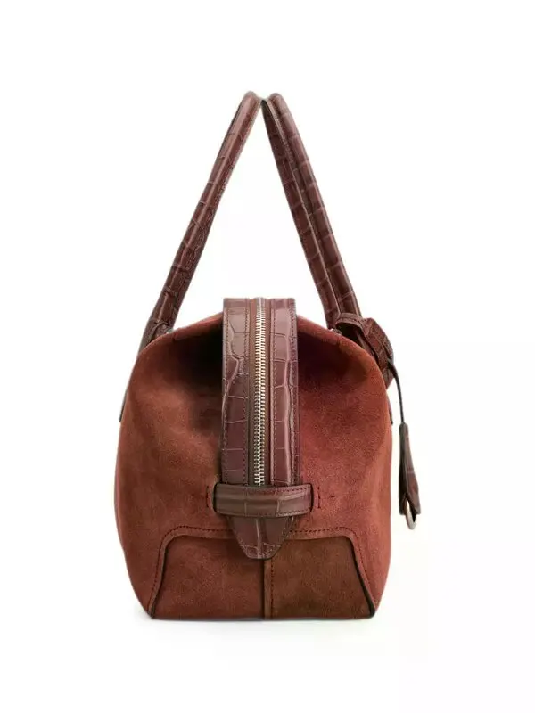 TOD'S Small Crocodile-effect Suede Tote Bag