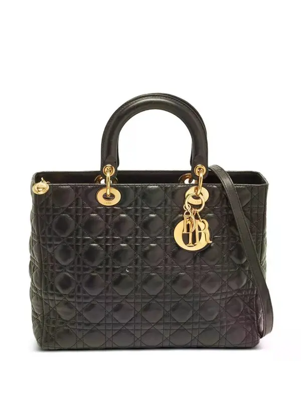 Dior 2009 Large Lady Cannage Tote Bag - Black