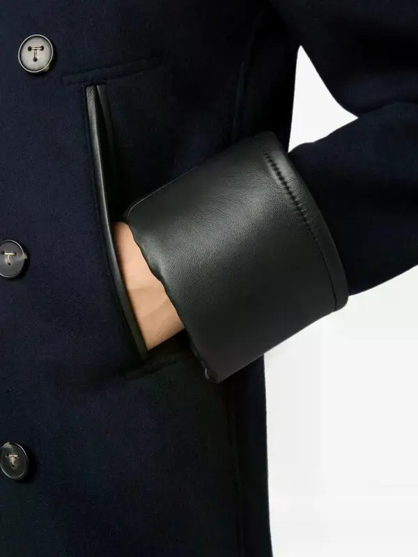 TOD'S Peacoat In Wool With Inserts In Leather