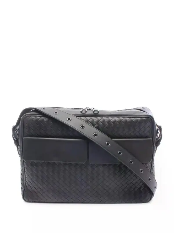 Bottega Veneta 2010s Intrecciato Shoulder Bag - Black