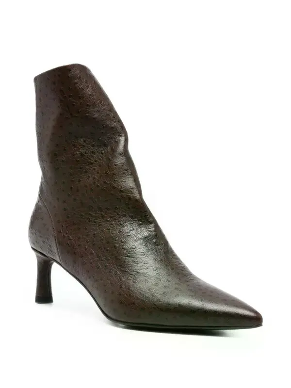 HALMANERA Ostrich-effect Pointed-toe Ankle Boots