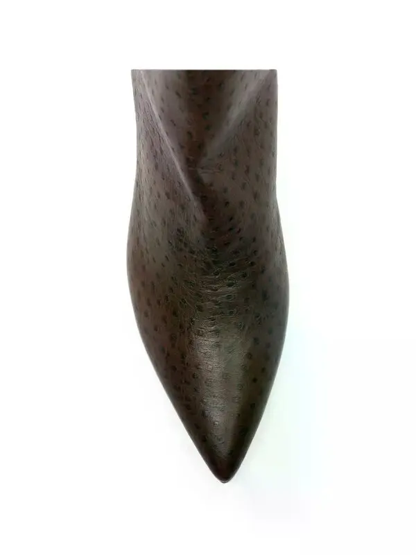 HALMANERA Ostrich-effect Pointed-toe Ankle Boots