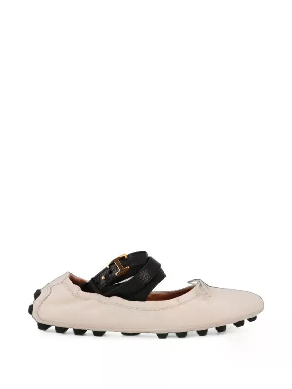 TOD'S T Timeless Gommino Ballet Flats - Neutrals