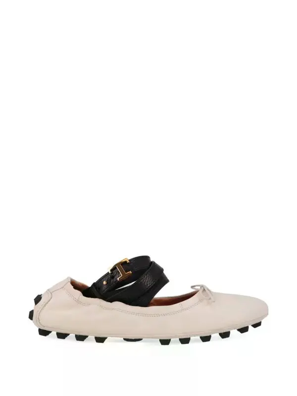 TOD'S Timeless Gommino Ballet Flats With Ankle Strap - Neutrals