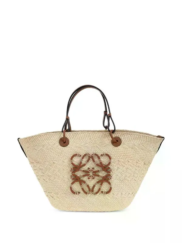 Loewe Medium Anagram Basket Raffia Tote Bag - Neutrals