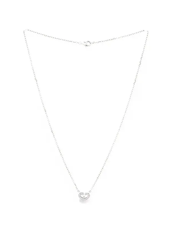 Cartier C Heart De Pendant 18k White Gold With Diamonds Necklace - Silver