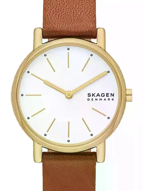 Skagen Signatur Lille 30mm Watch With Brown Leather Strap - White