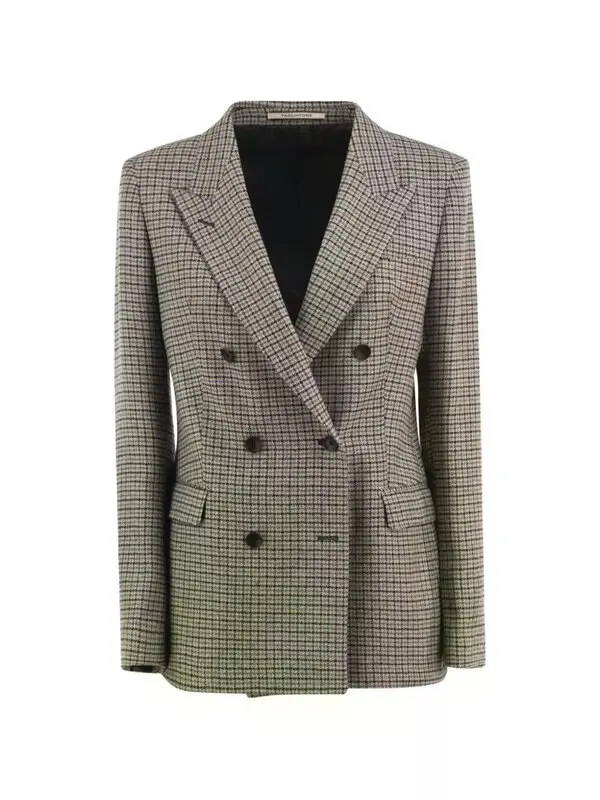 Tagliatore Double-breasted Houndstooth Suit Jacket - Grey