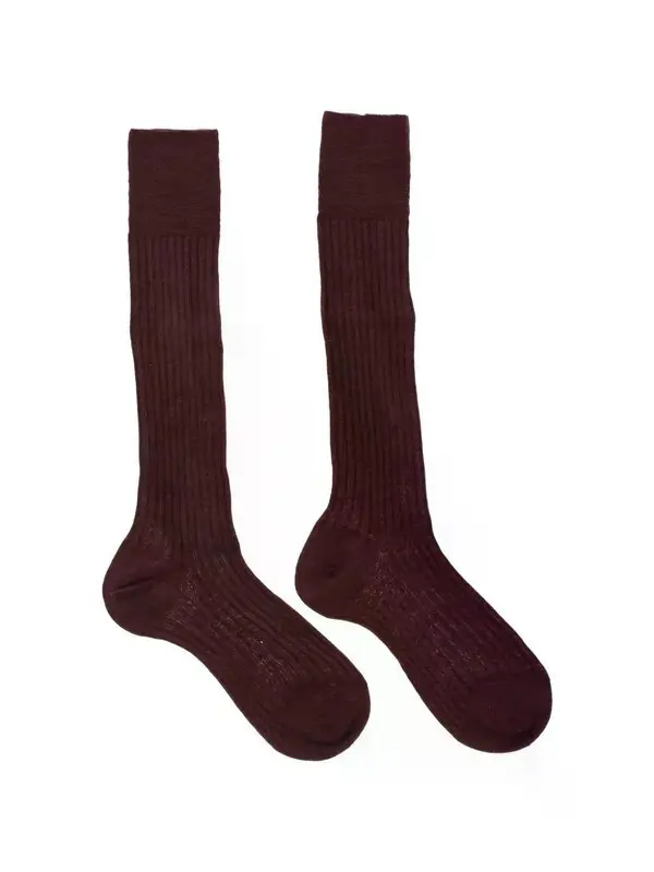 Maria La Rosa Ribbed Knee-high Socks - Red