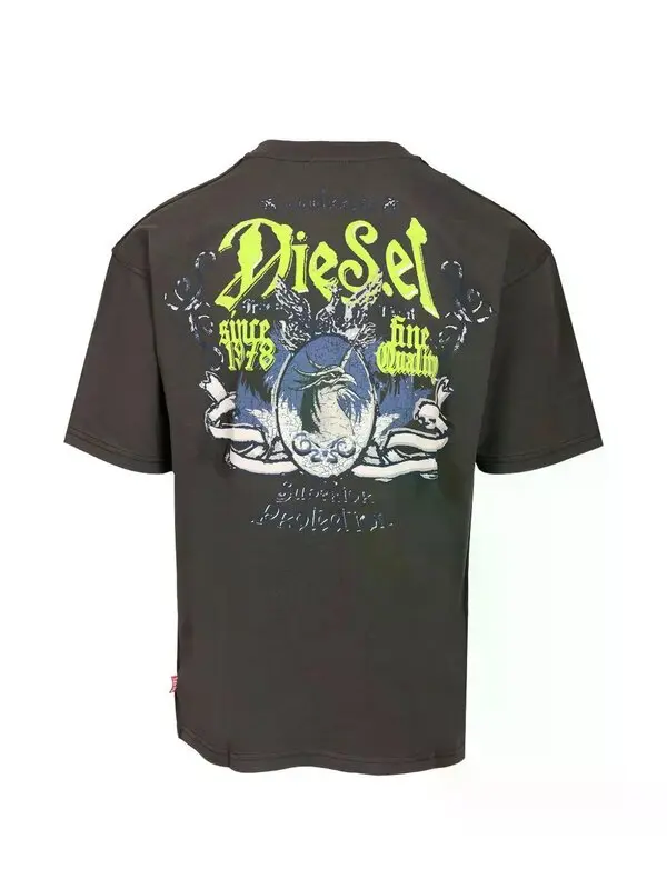 DIESEL® Cotton T-shirt With Flock Graphic - Grey