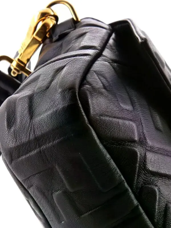 Fendi Baguette Nm Bag Zucca Embossed Leather Medium Crossbody Bag