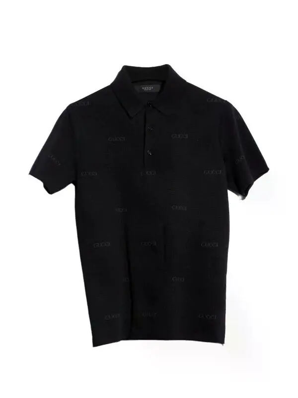Gucci Wool Silk -jacquard Polo Shirt - Black