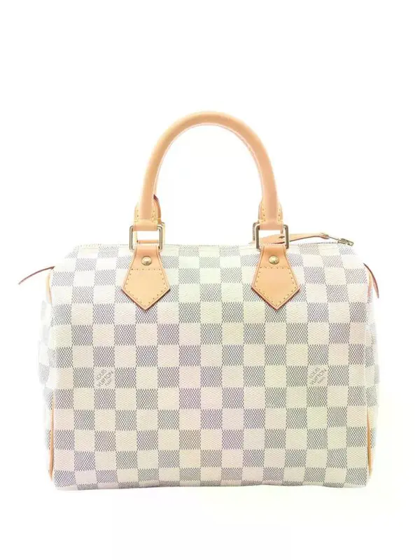LOUIS VUITTON 2007 Damier Azur Speedy 25 Boston Bag - White