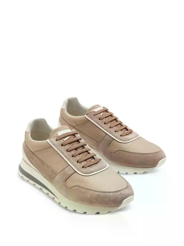 Brunello Cucinelli Suede And Calfskin Runners - Neutrals