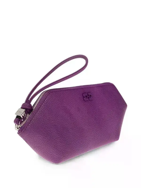 GANNI Logo Plaque Textured Wristlet
