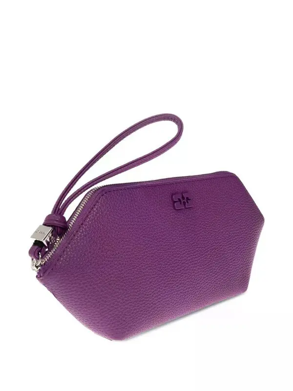 GANNI Logo Plaque Textured Wristlet - Purple