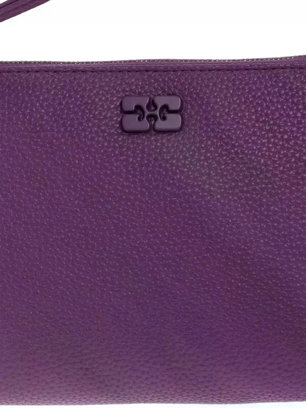 GANNI Logo Plaque Textured Wristlet - Purple