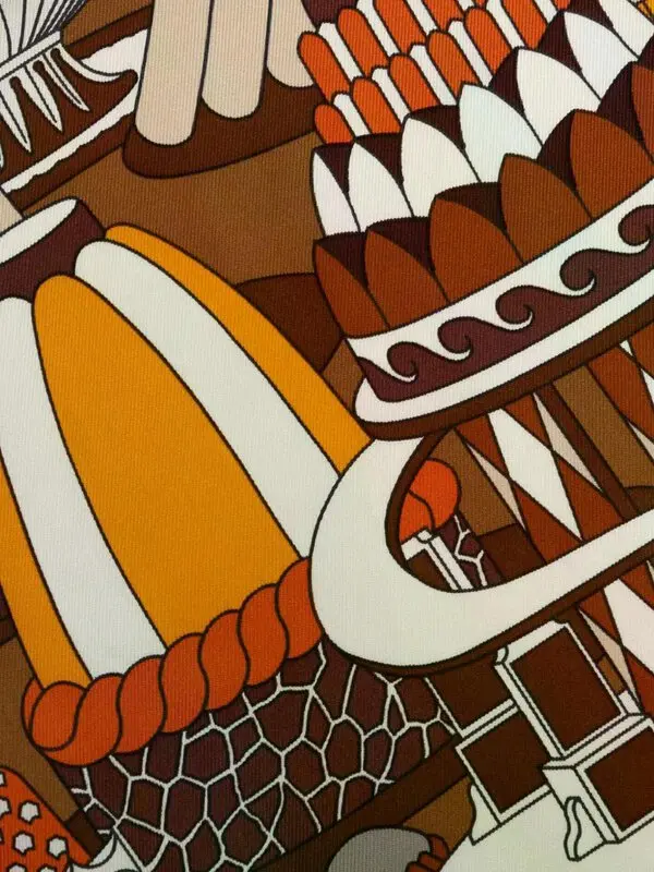 Hermès 2000-2026 La Patisserie Francaise Silk Scarf 90 Scarves - Brown