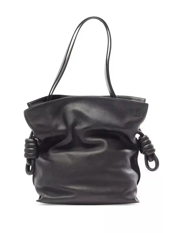 Loewe 2010-2026 Flamenco Knot Leather Tote Bag - Black