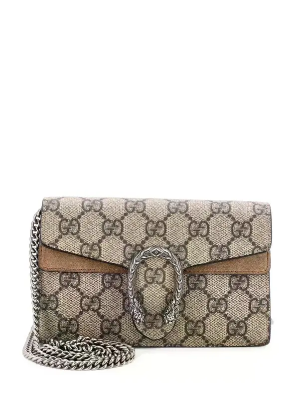 Gucci Dionysus Bag Gg Coated Canvas Super Mini Crossbody Bag - Brown