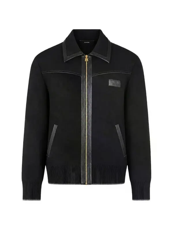 Amiri Leather Trim Zipped Blouson - Black